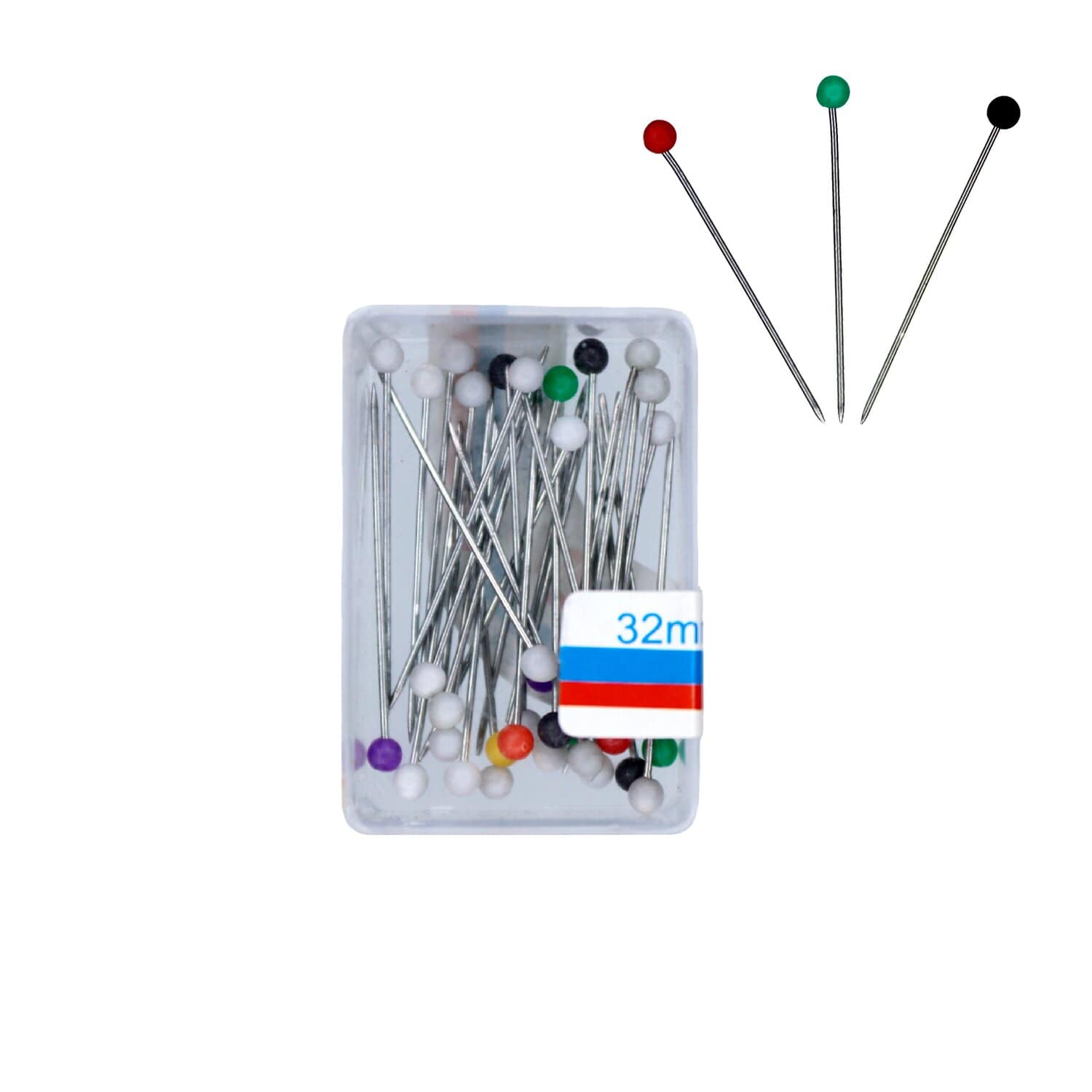 Булавки портновские (уп. 20 короб. Х 50 шт) диам. 06 мм # дл. 25 мм с ...